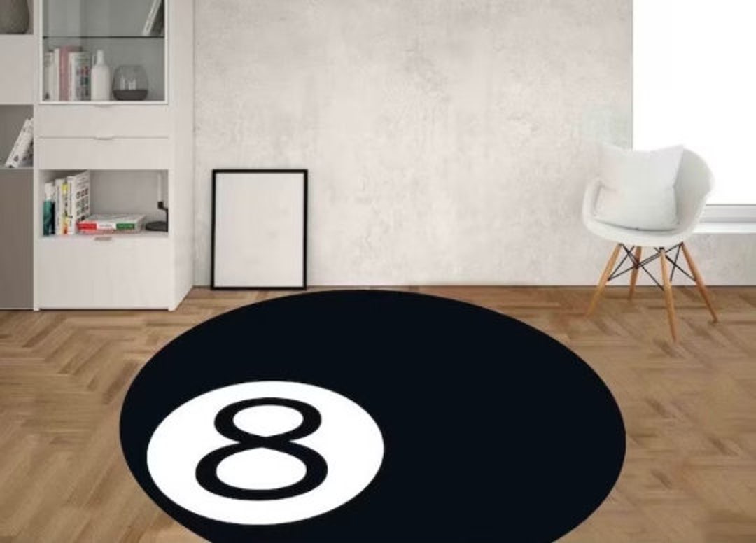 Billiard Rug, Eight Ball Rug, Round Billiard Rug, Round 8 Ball Rug ...