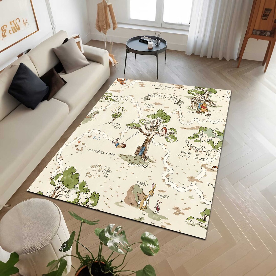 100 Acre Wood Map Rug, Non Slip Rug, Area Rug, Winnie the Pooh Area Rug ...