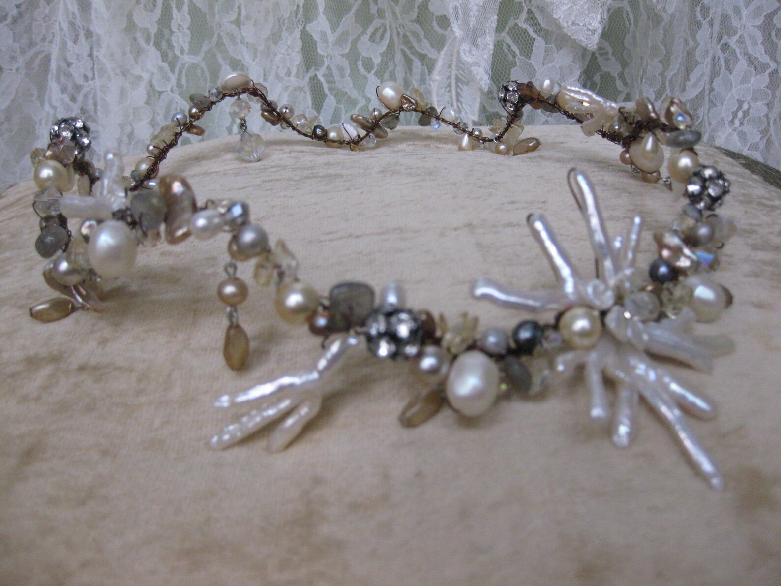 Beaded Vine Pearl Branch Circlet Bridal Headpiece Beaded - Etsy
