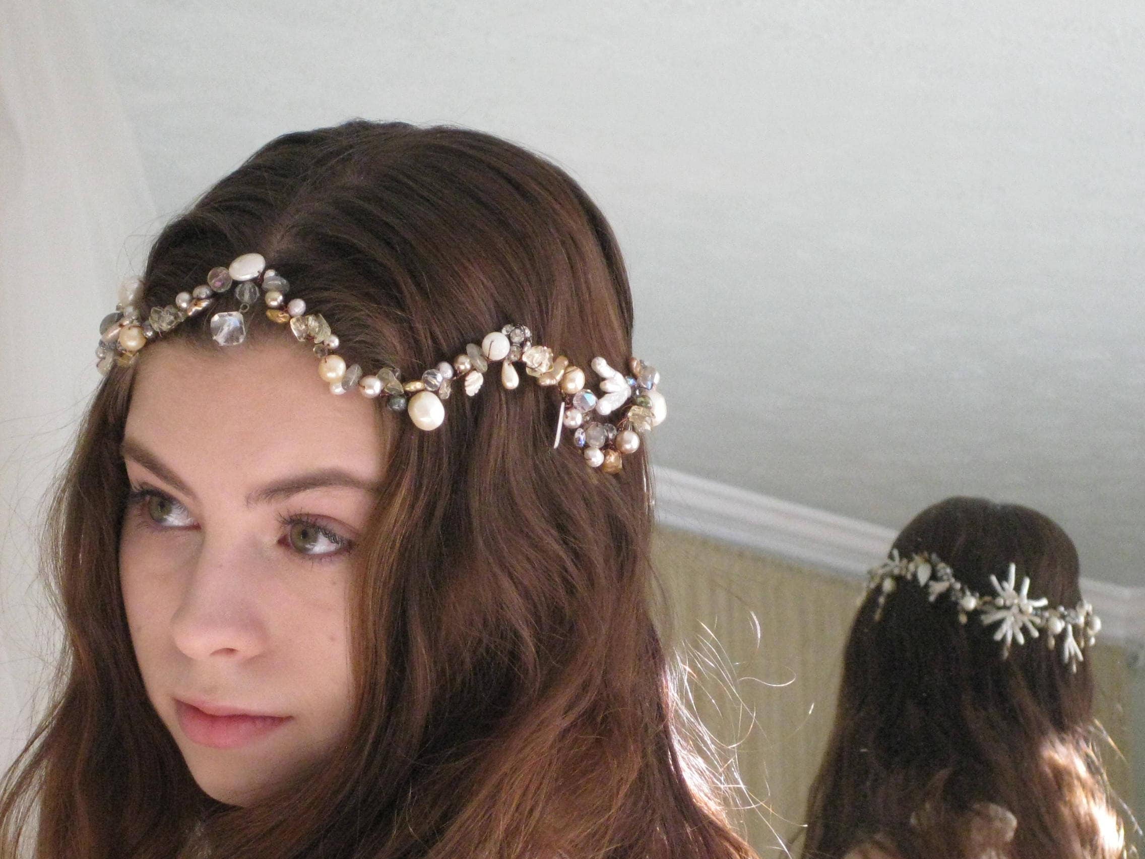 Beaded Vine Pearl Branch Circlet Bridal Headpiece Beaded - Etsy