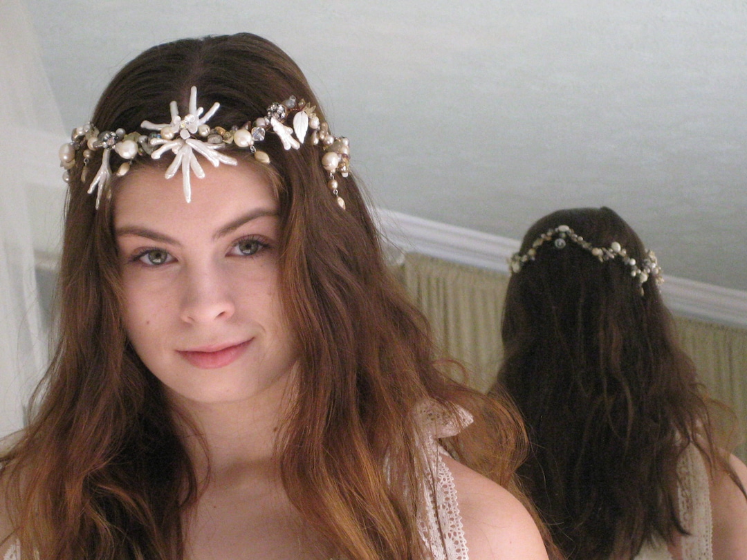 Beaded Vine Pearl Branch Circlet Bridal Headpiece Beaded - Etsy