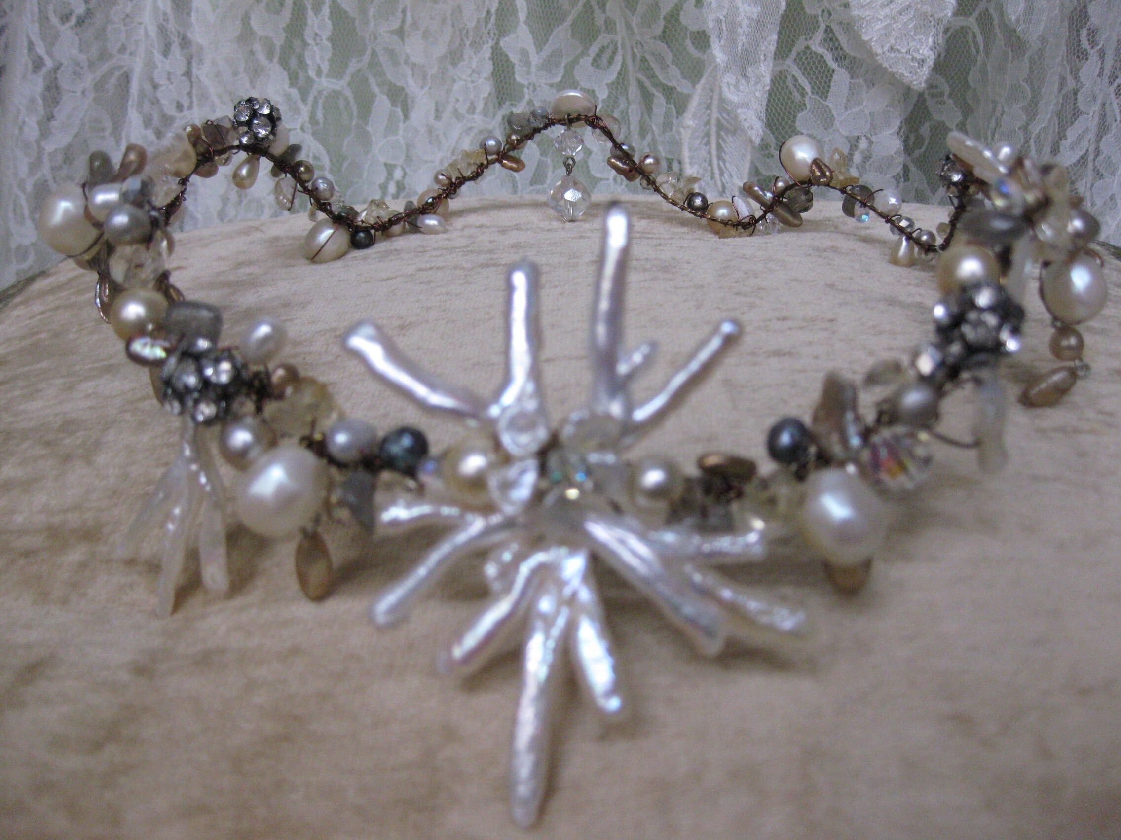 Beaded Vine Pearl Branch Circlet Bridal Headpiece Beaded - Etsy