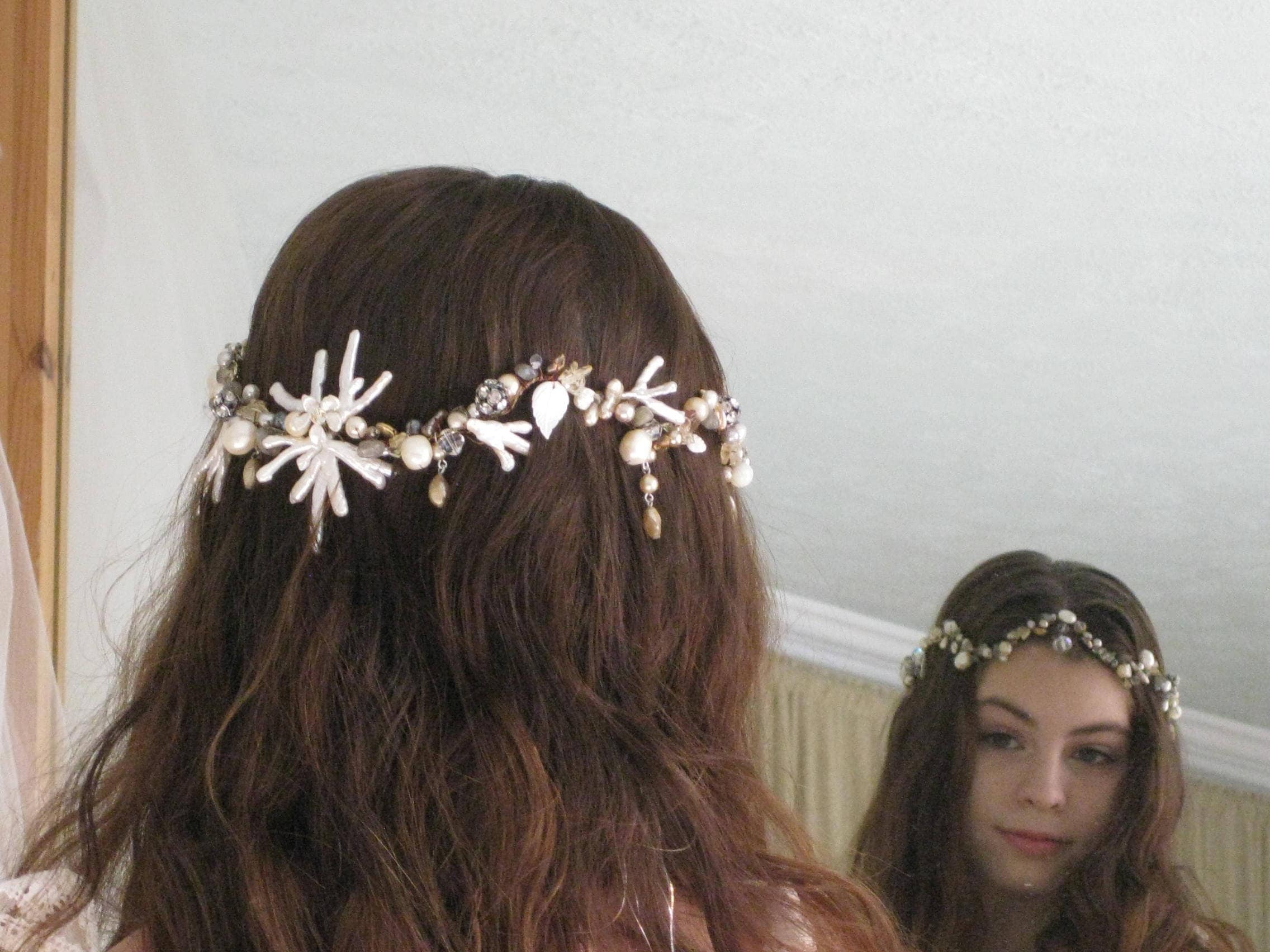Beaded Vine Pearl Branch Circlet Bridal Headpiece Beaded - Etsy