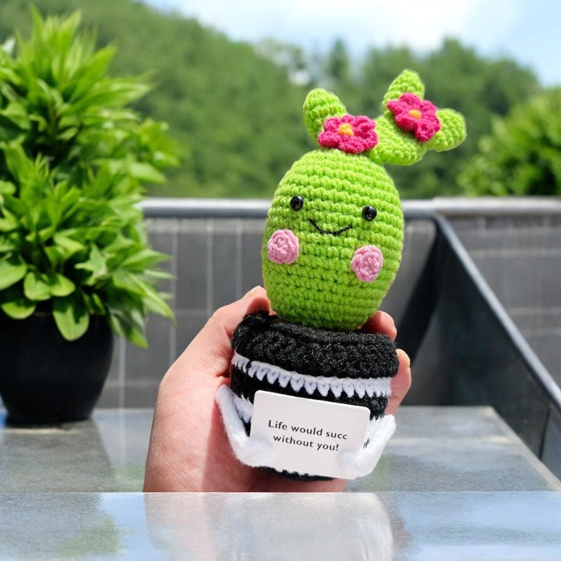 Handmade Cute Crochet Cactus/succulent Plant,emotional Support Cactus ...