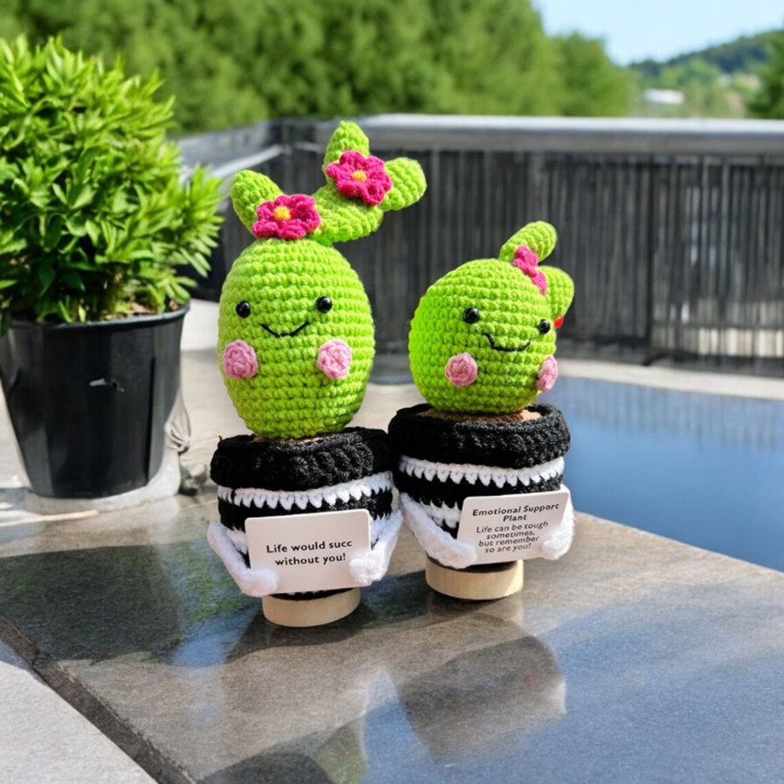 Handmade Cute Crochet Cactus/succulent Plant,emotional Support Cactus Positive Plush, Crochet ...