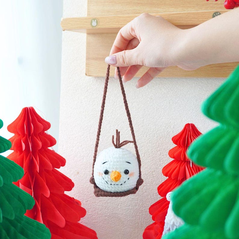 Snowman on Swing Crochet Pattern, Christmas Crochet Patterns, Car ...