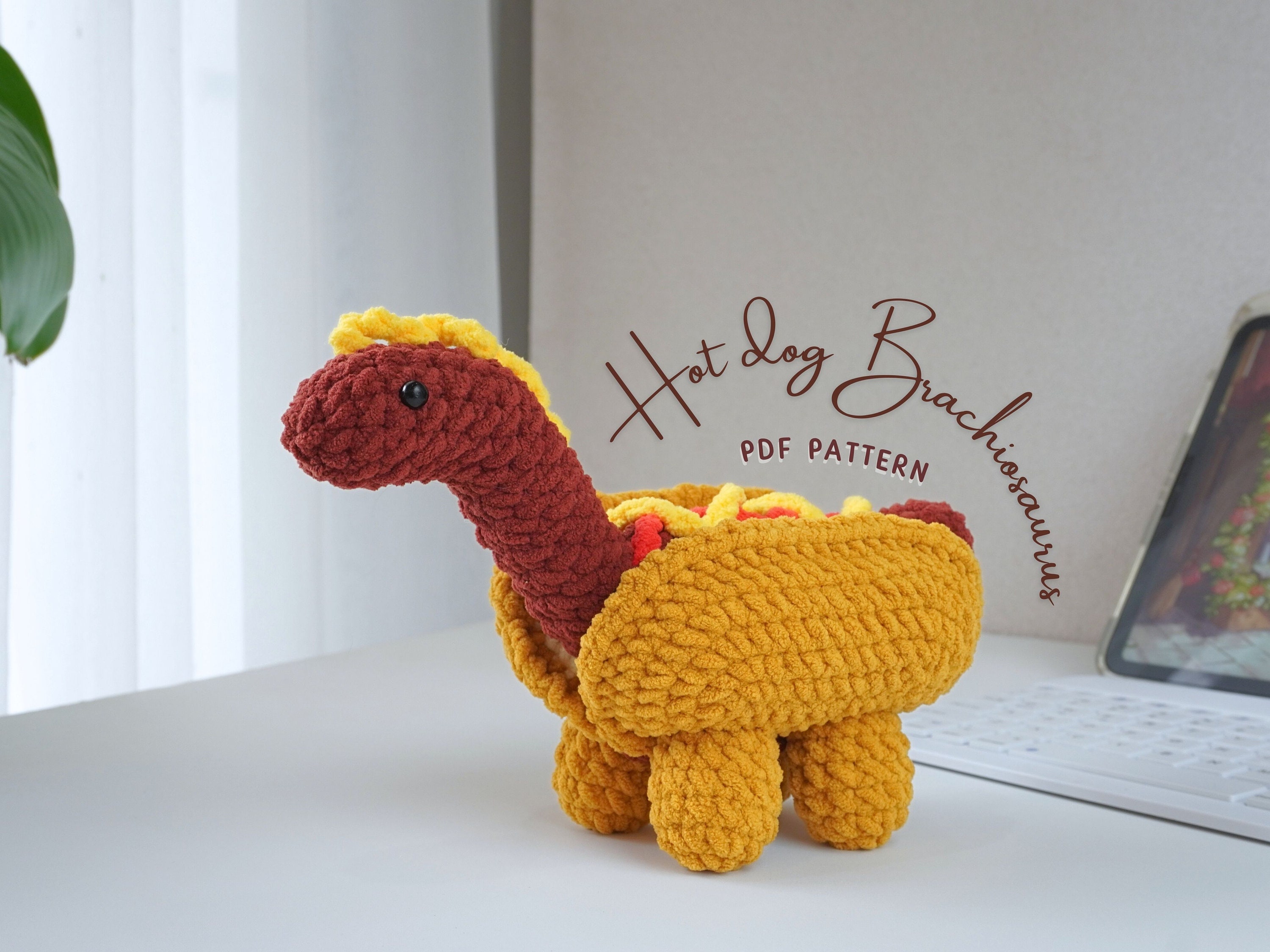 Dinosaur Crochet Pattern, Hot Dog Brachiosaurus Crochet Pattern ...