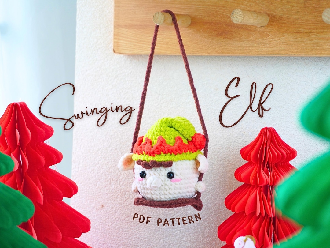 ELFF on Swing Crochet Pattern, Christmas Crochet Patterns, Car Hanging ...
