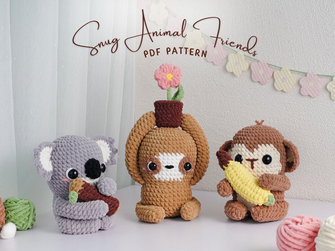 Snug Animal Friends Crochet Patterns Bundle | Sloth Pattern, Monkey ...