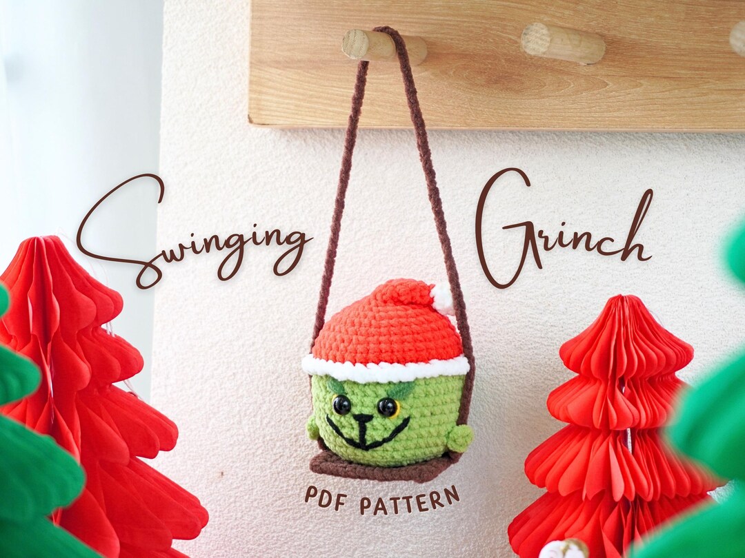 Grinchhh on Swing Crochet Pattern, Christmas Crochet Pattern, Car ...