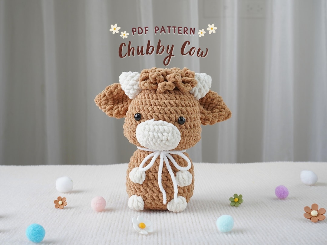 Chubby Cow Crochet Pattern, Low Sew Cow Crochet Pattern, Stuffed Animal ...