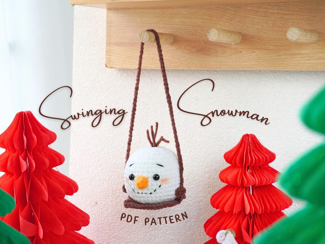 Snowman on Swing Crochet Pattern, Christmas Crochet Patterns, Car ...