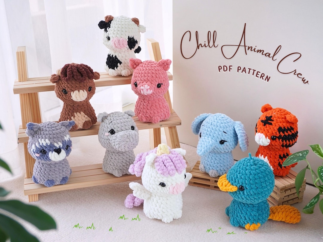 Chill Animal Crew Crochet Pattern Bundle, Amigurumi Crochet Pattern ...