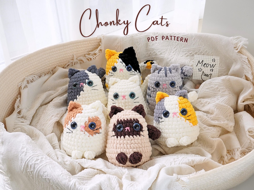 7in1 Chonky Cats Crochet Patterns, Cat Crochet Pattern, Cute Cat ...