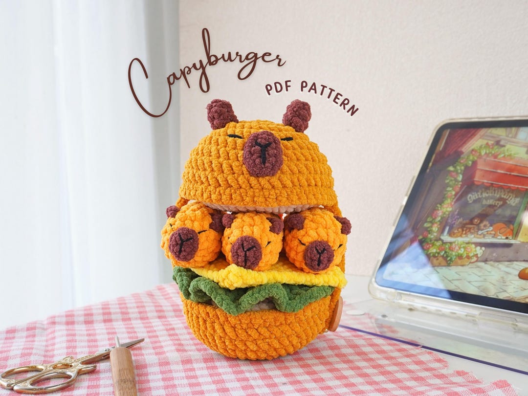 Capyburger Crochet Pattern, Burger Crochet Pattern, Capybara Amigurumi ...