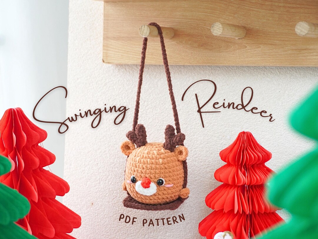 Reindeer on Swing Crochet Pattern, Christmas Crochet Patterns, Car ...