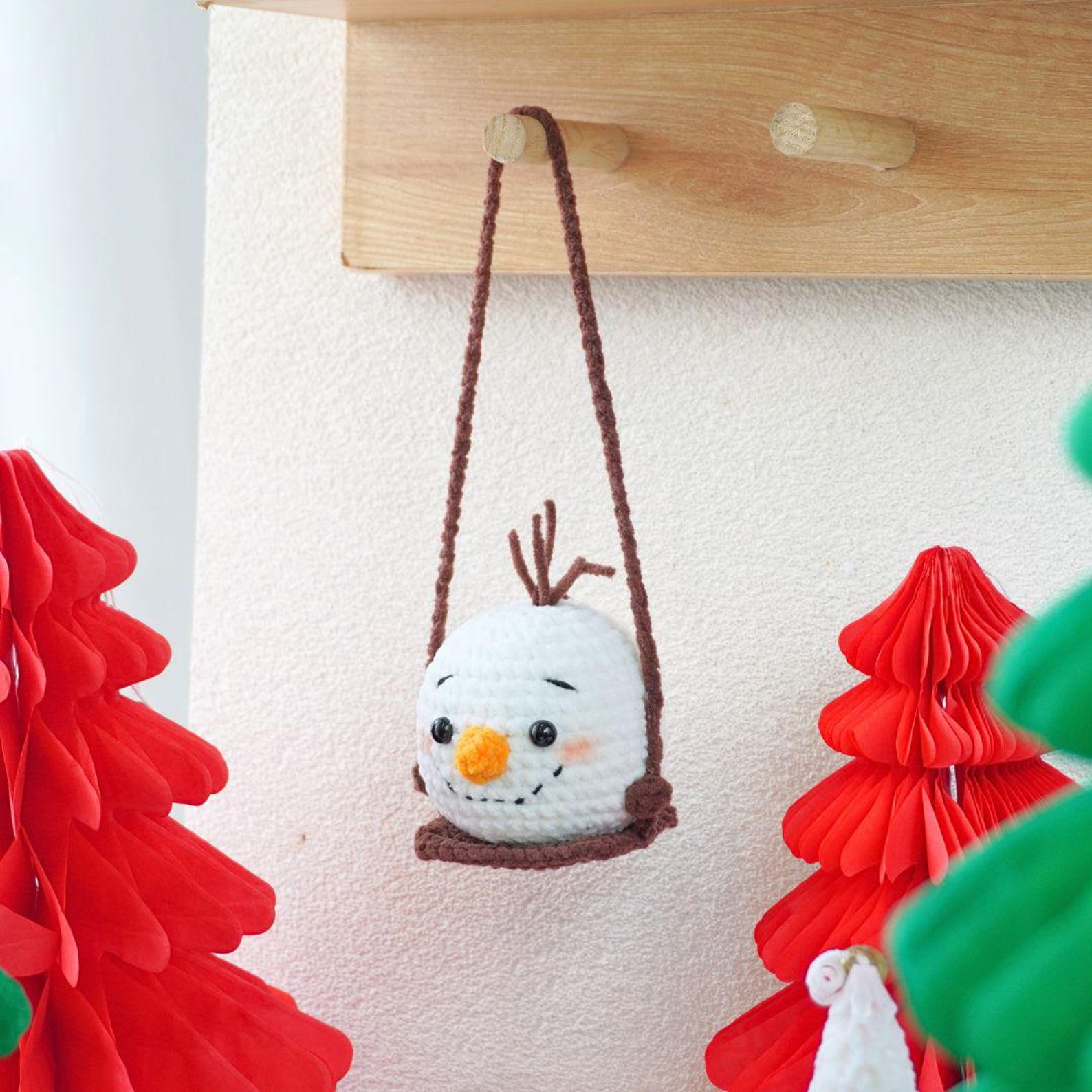 Snowman on Swing Crochet Pattern, Christmas Crochet Patterns, Car ...