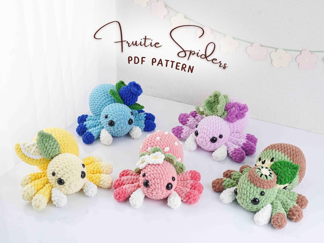 Fruitie Spiders Crochet Patterns Bundle |kiwi Spider Pattern, Blueberry ...