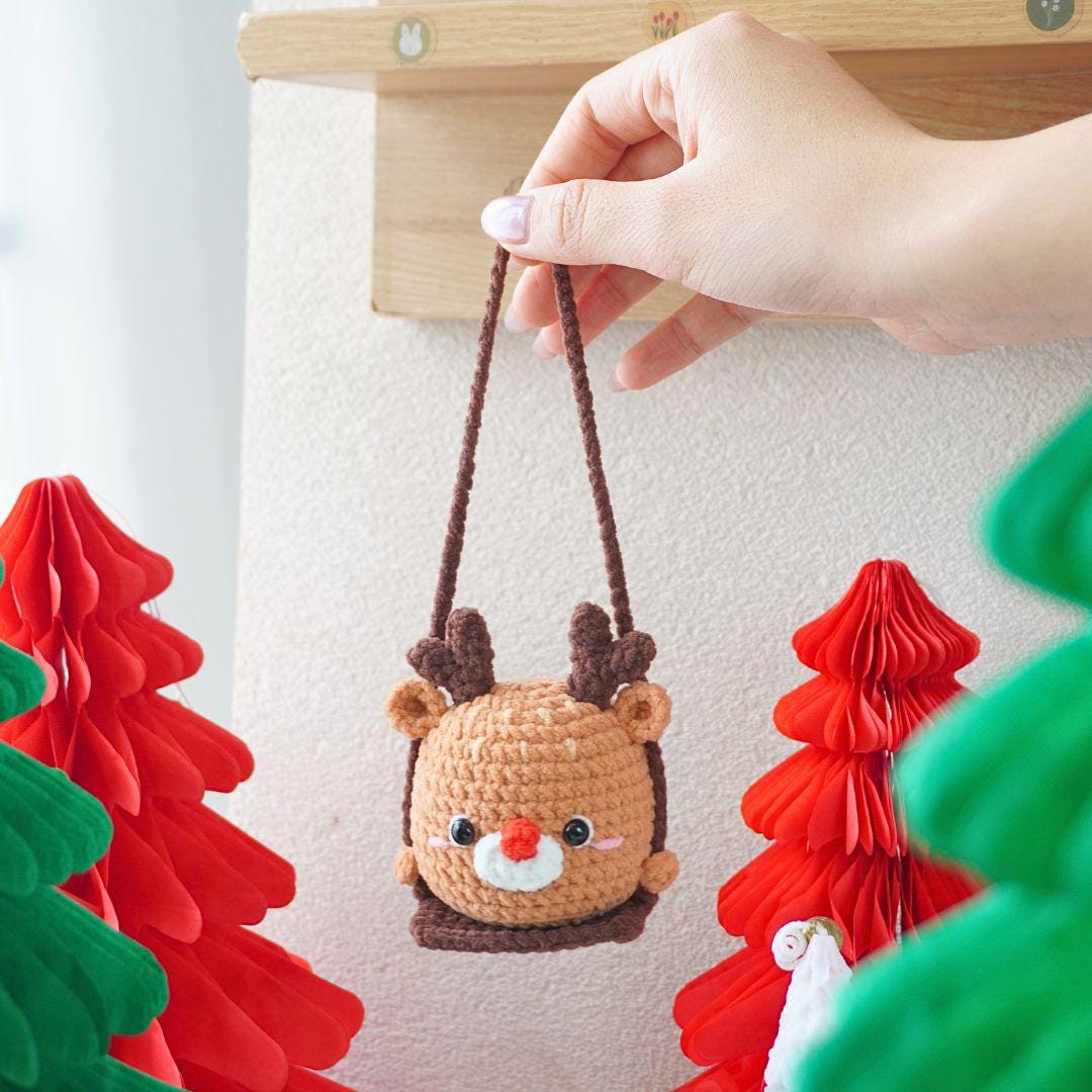 Reindeer on Swing Crochet Pattern, Christmas Crochet Patterns, Car ...