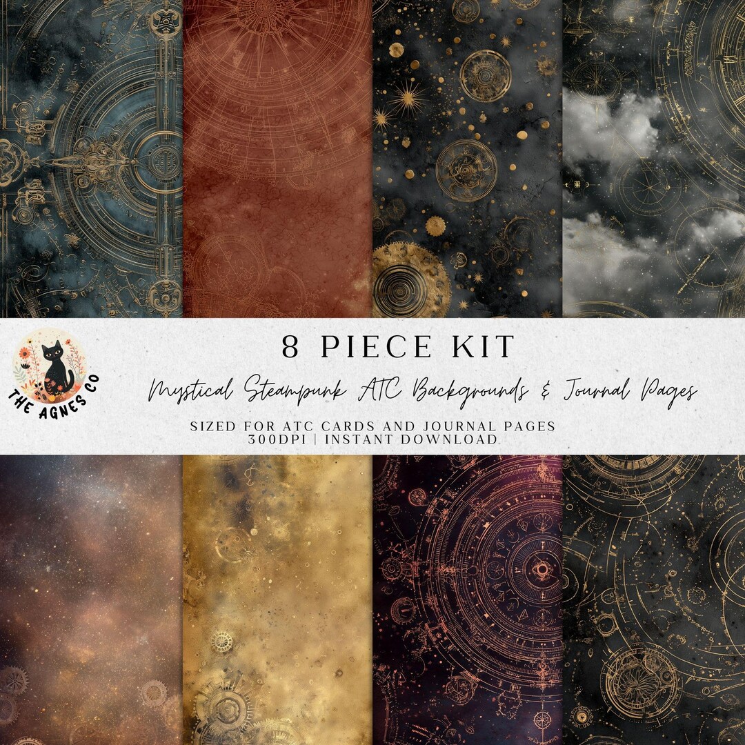 Mystical Steampunk ATC Kit | Printable Artist Trading Card Backgrounds ...