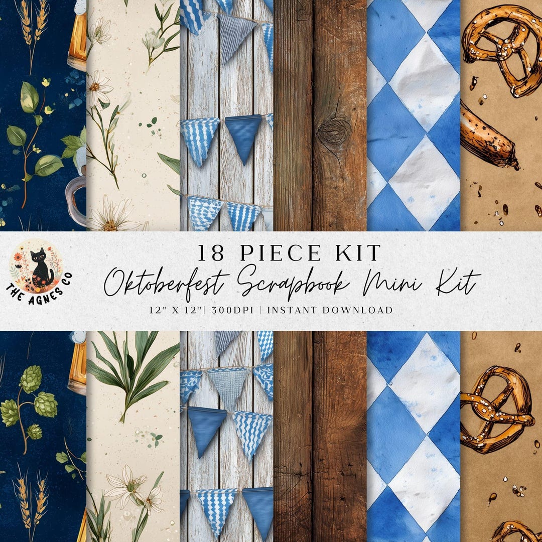Oktoberfest Scrapbook Mini Kit, Bavarian Digital Papers & Ephemera ...