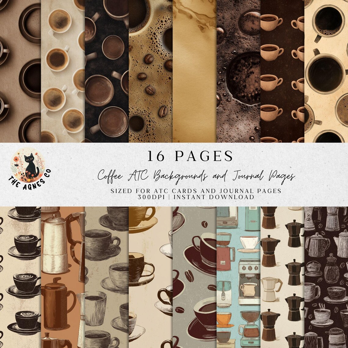 Coffee ATC Backgrounds | Vintage Coffee Pngs for Artist Trading Cards ...