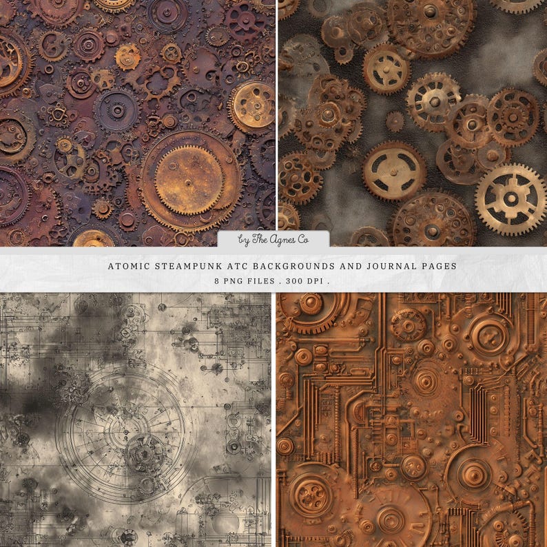 Atomic Steampunk ATC Backgrounds and Journal Pages | Vintage Mechanical ...