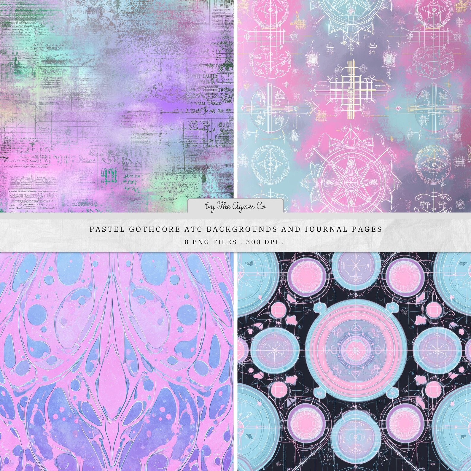 Pastel Gothcore ATC Kit | Printable Artist Trading Card Backgrounds ...