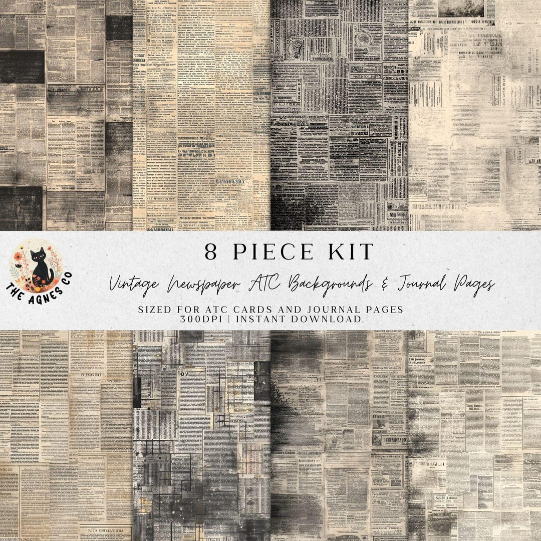 Vintage Newspaper ATC Kit | Neutral Artist Trading Cards | Antique ...