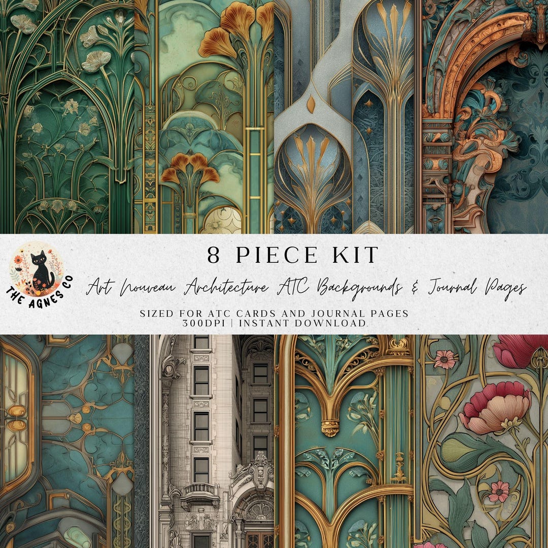 Art Nouveau Architecture ATC Backgrounds | Printable Architectural ...