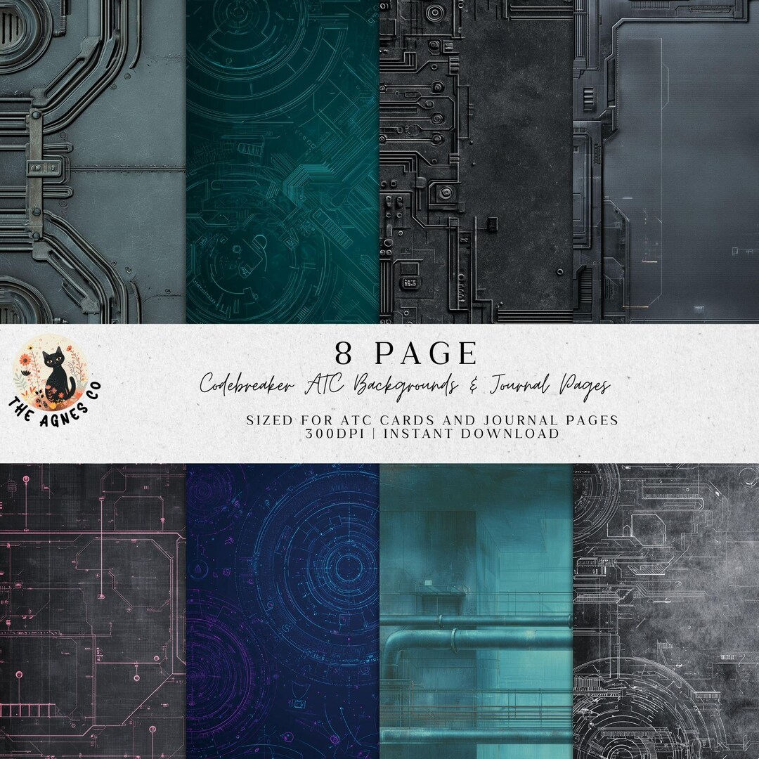 Artist Trading Card Backgrounds, Codebreaker ATC Printable Set ...