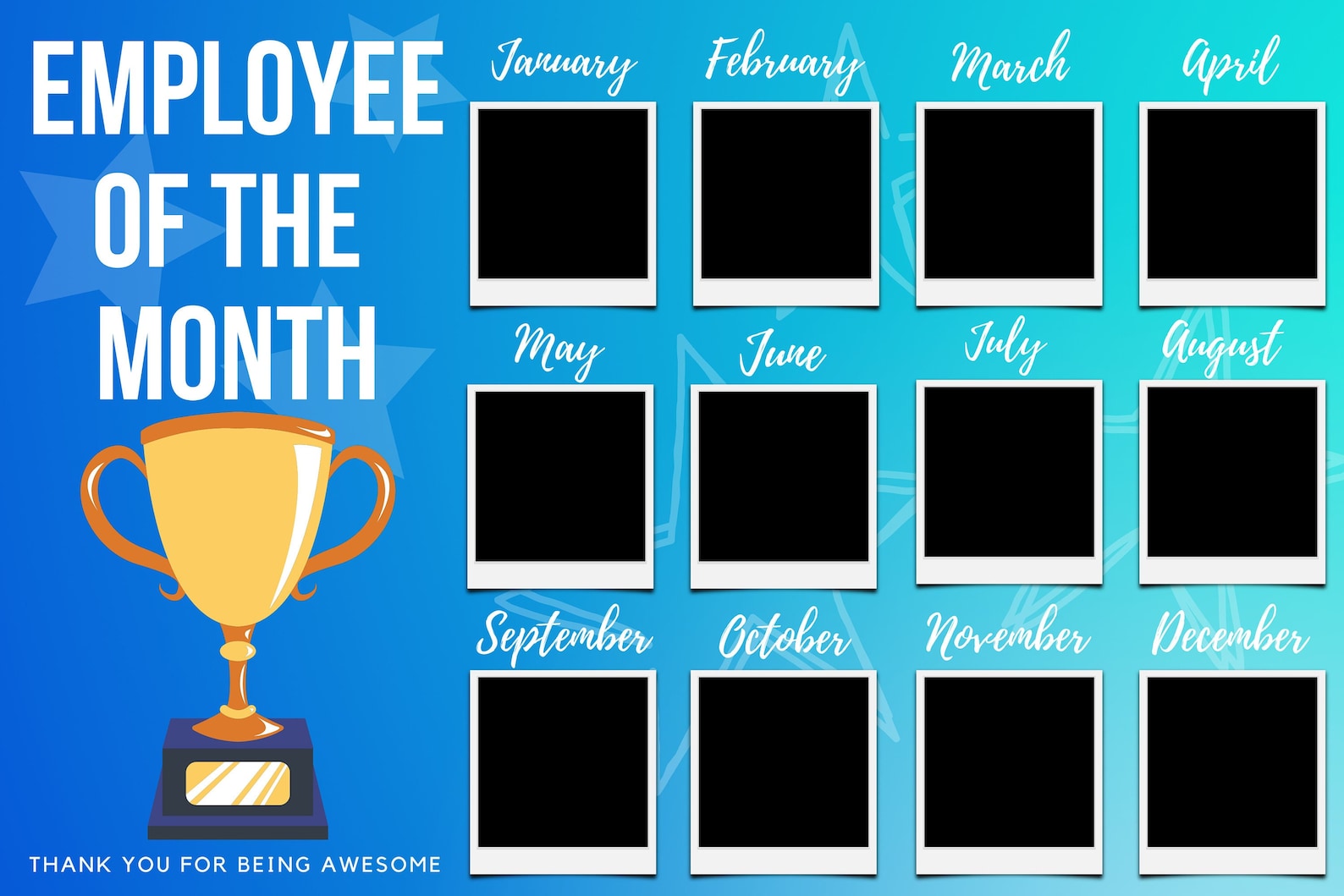 Editable Employee of the Month Poster 24x36 Digital Template Download ...