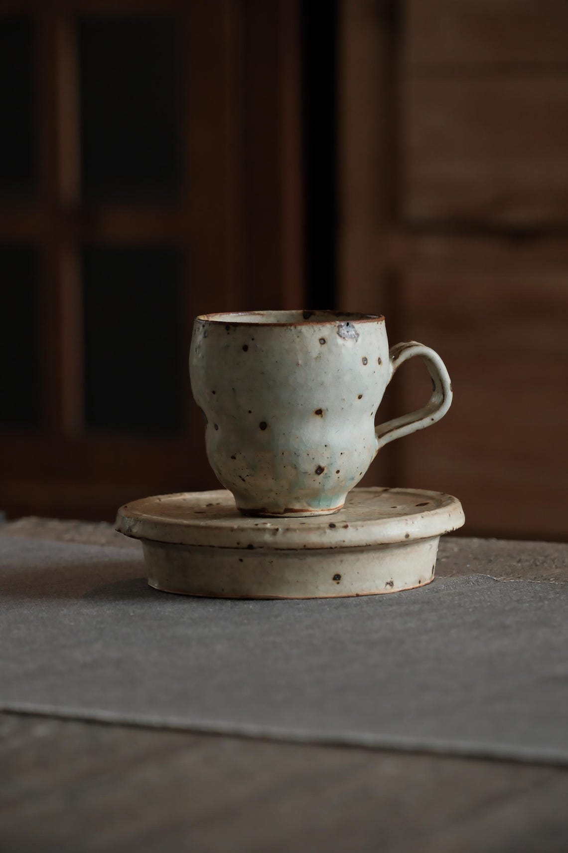 Handmade Tea Cup, Vintage Powder Glaze Ceramic Gongfu Cup, Rustic Zen ...