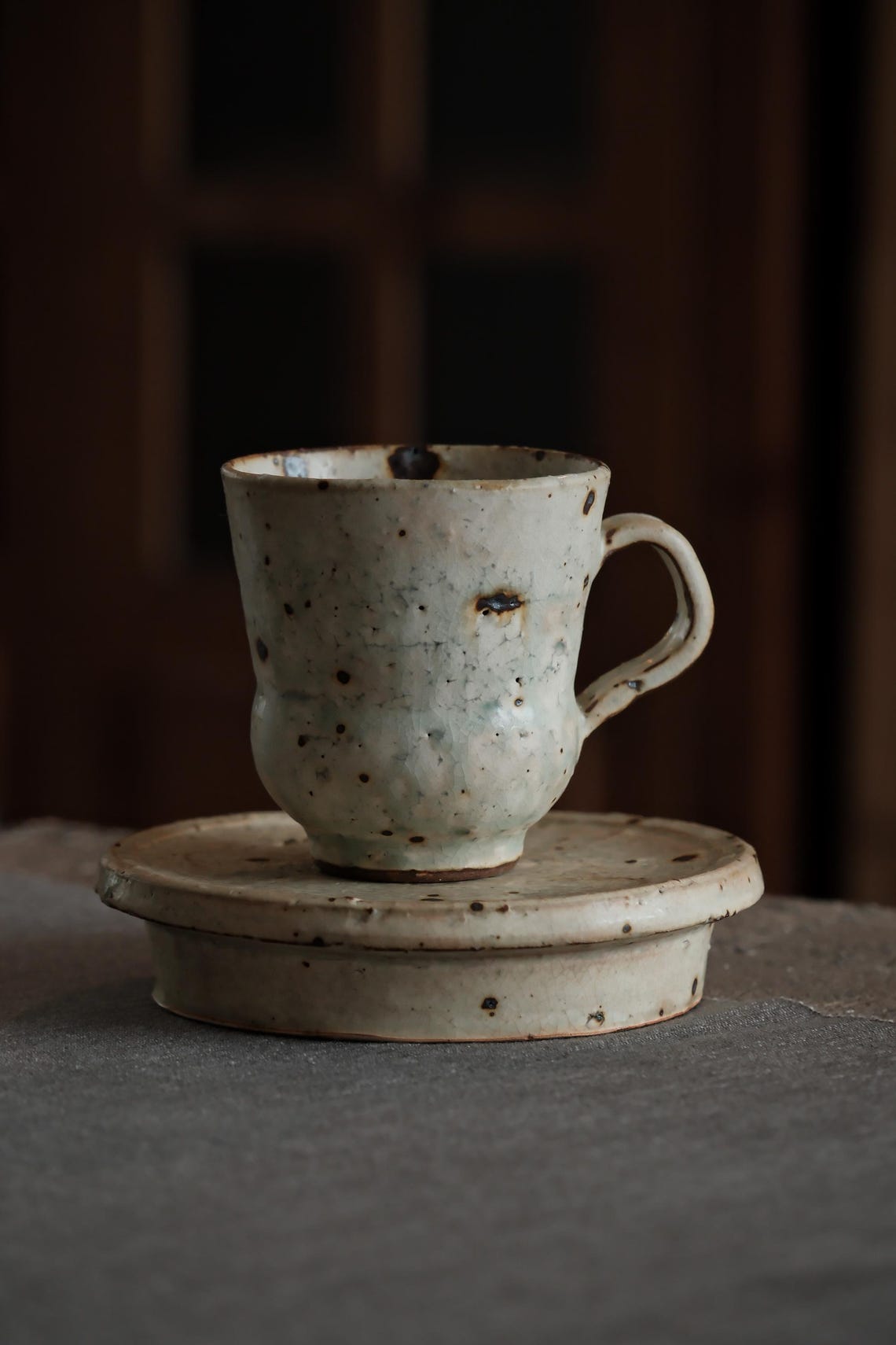 Handmade Tea Cup, Vintage Powder Glaze Ceramic Gongfu Cup, Rustic Zen ...