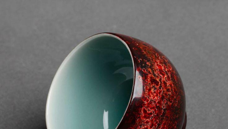 Red Apple Lacquer Tea Cup: Handmade Ceramic Master Cup, Oriental Zen - Etsy