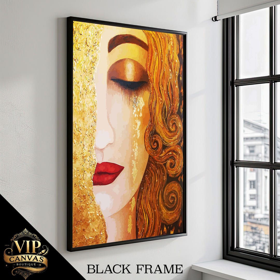 Golden Tears Canvas Painting - Gustav Klimt Inspired Art - Vibrant ...