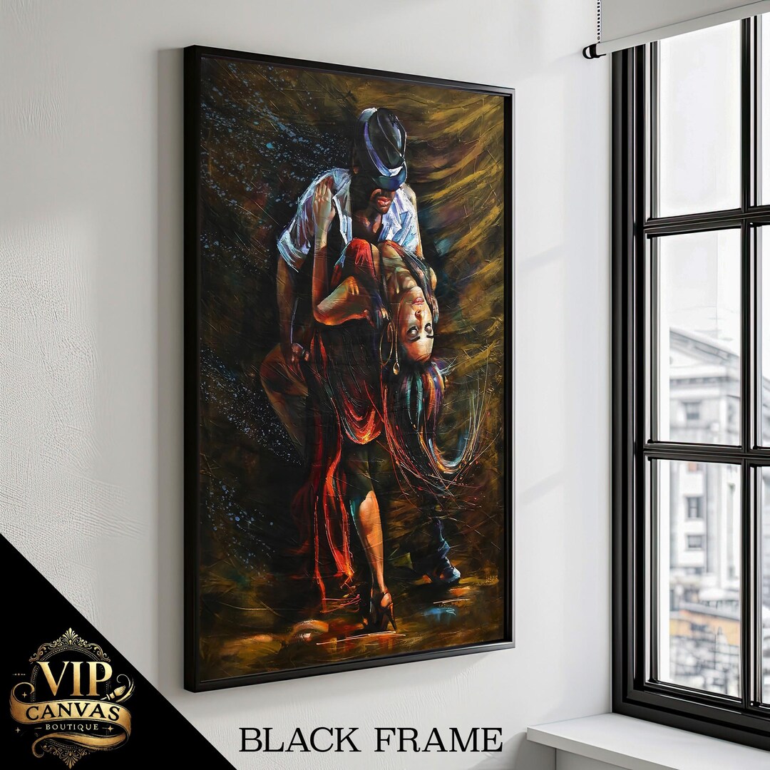 Dynamic Salsa Dance Canvas Painting - Passionate Couple in Motion ...