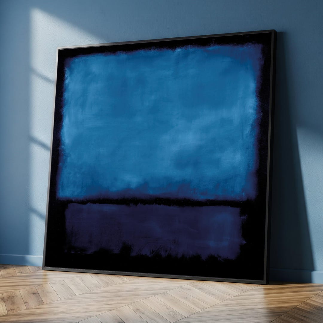 Mark Rothko Blue Abstract Canvas Painting, Deep Navy and Sky Blue Color ...