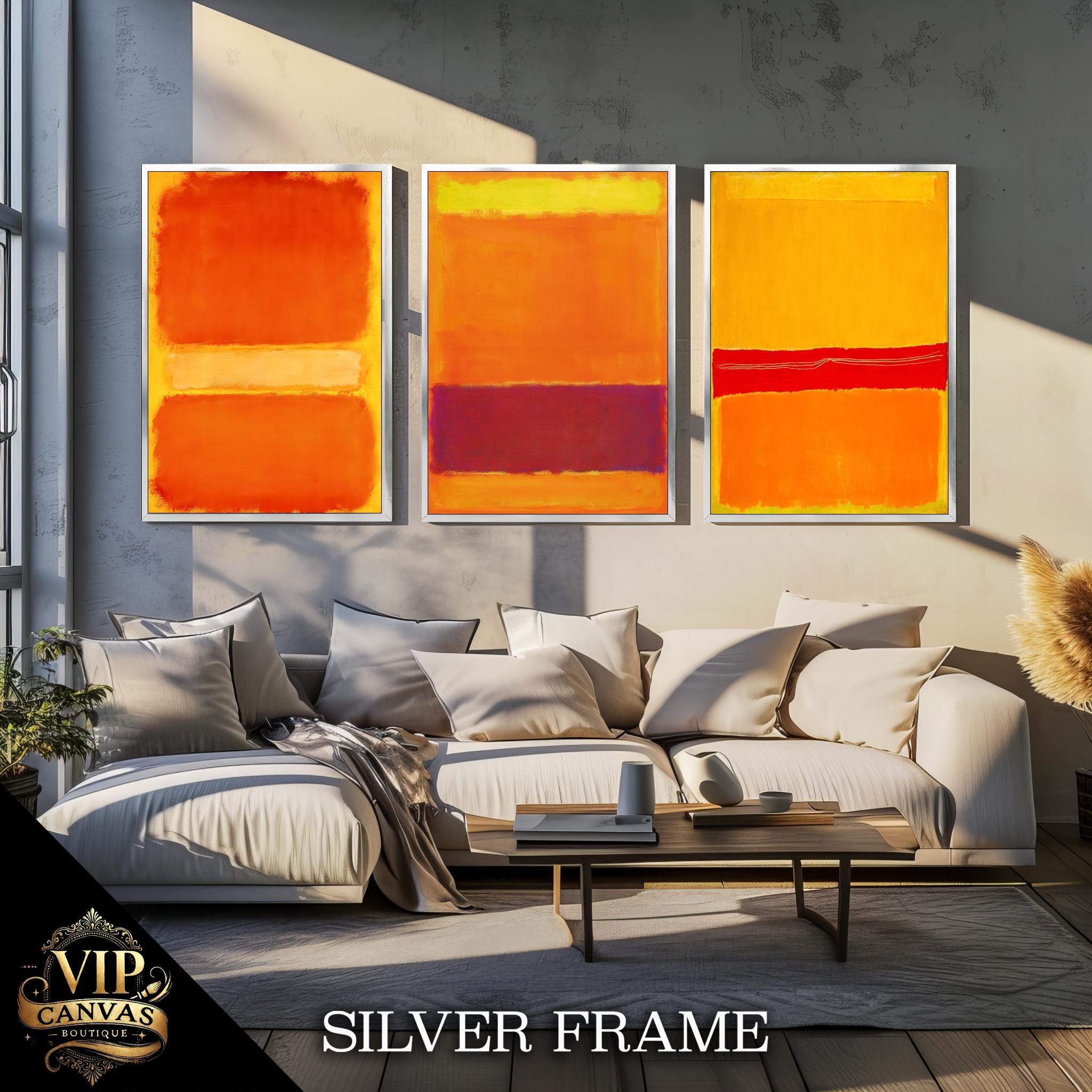Mark Rothko Abstract Canvas Painting Set - Warm Orange, Yellow, and Red ...