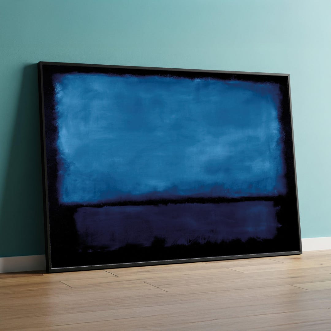 Mark Rothko Blue Abstract Canvas Painting, Deep Navy Color Field Wall ...