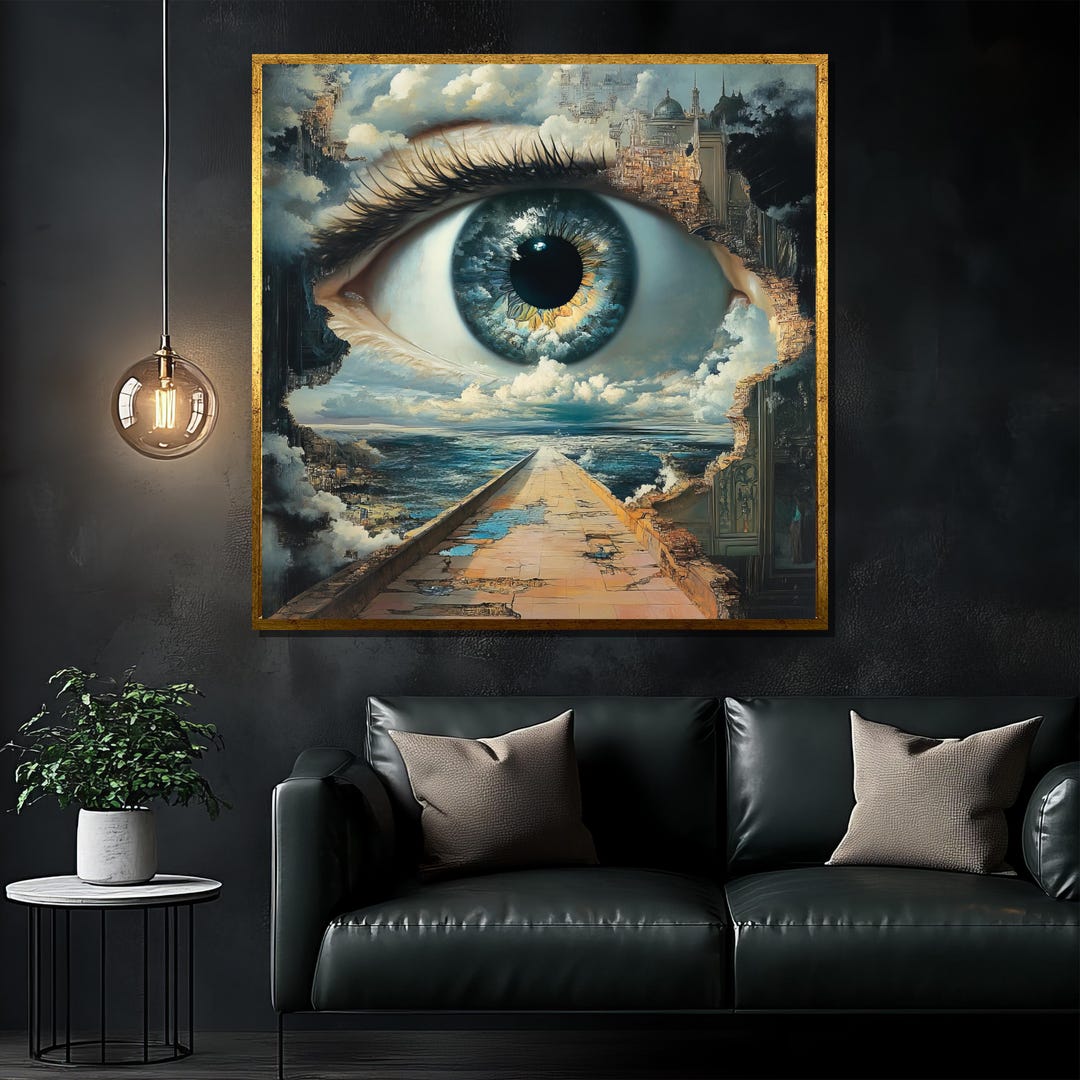 Surreal Eye Landscape Canvas Painting, Dreamlike Artistic Wall Art ...