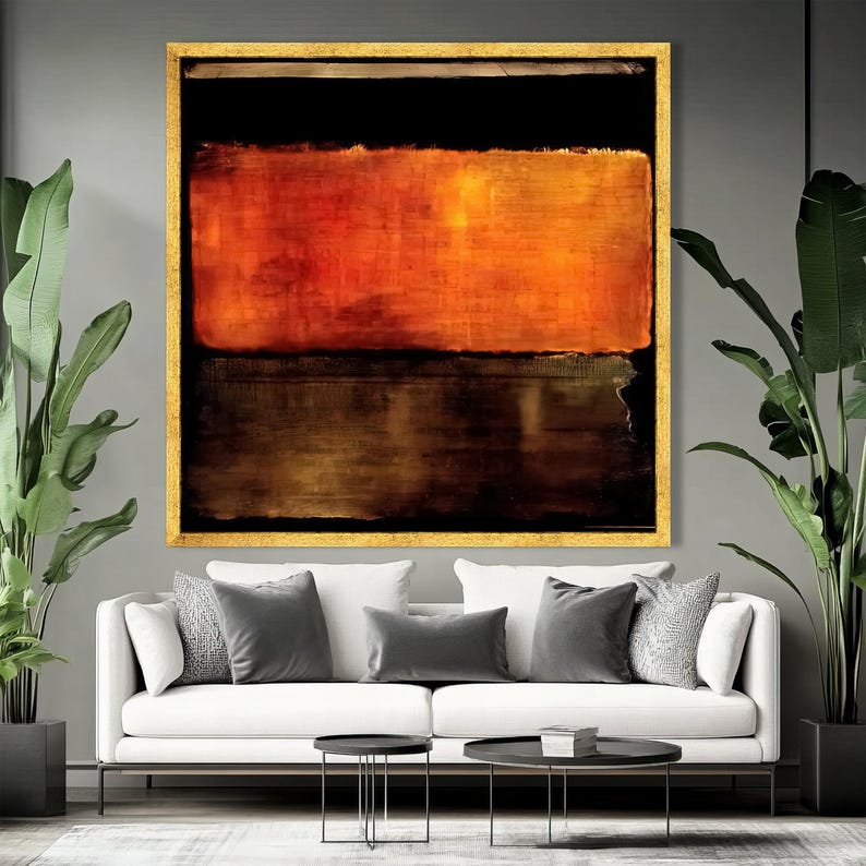 Mark Rothko Orange And Black Canvas Painting, Modern Abstract Wall Art ...