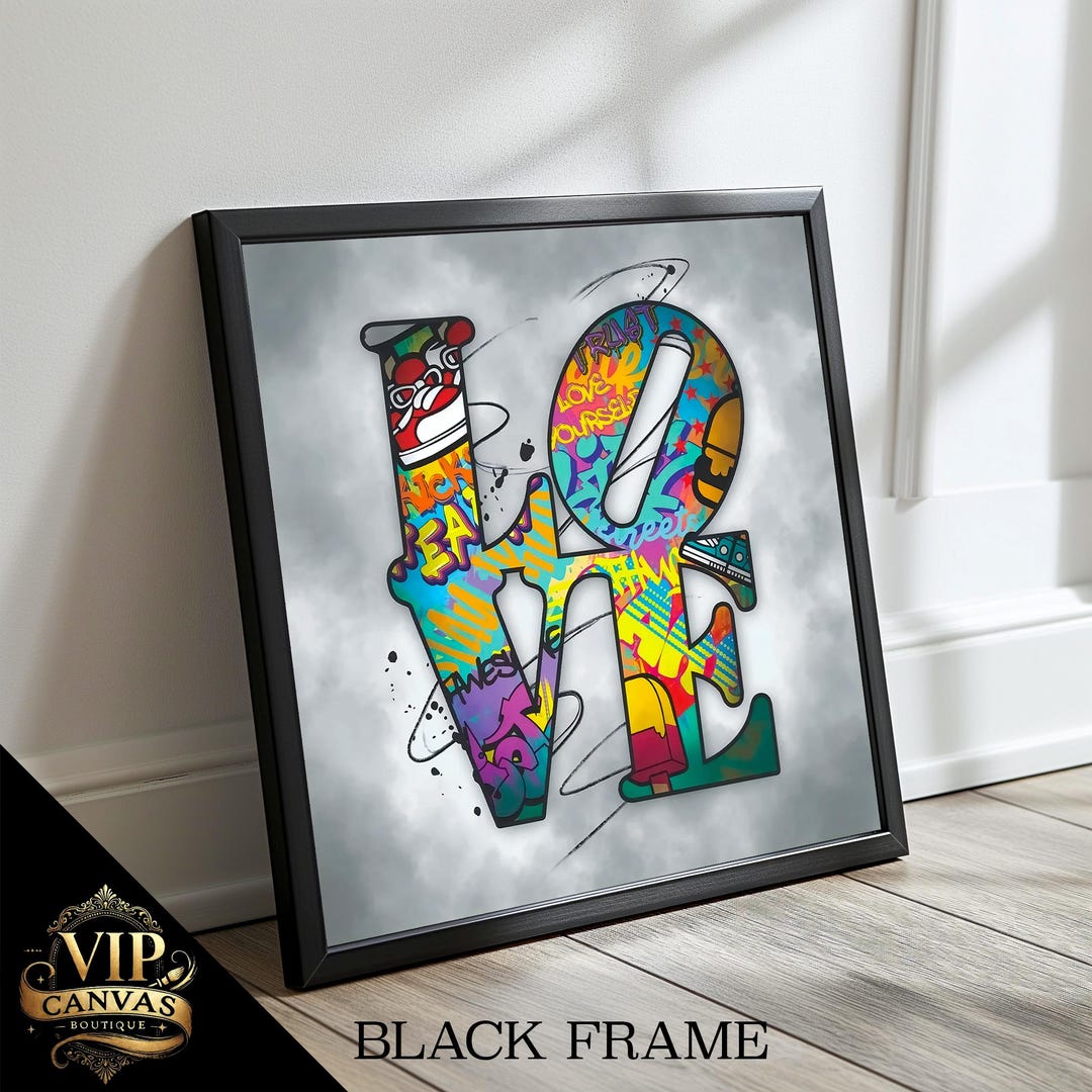 Banksy-inspired Graffiti Love Letters Vibrant Urban Art Canvas Painting ...