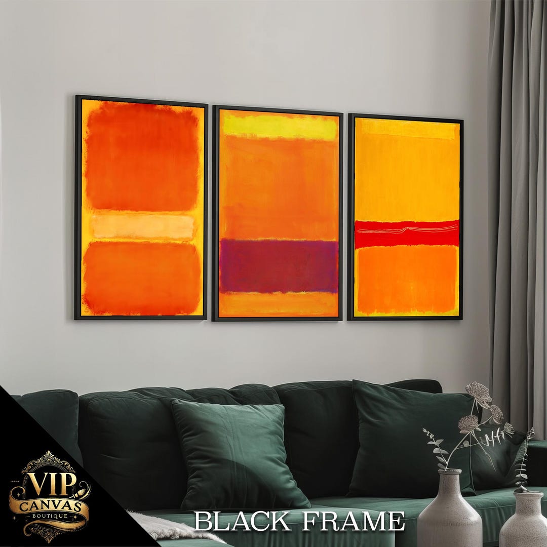 Mark Rothko Abstract Canvas Painting Set - Warm Orange, Yellow, and Red ...