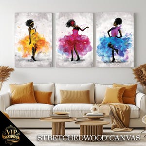 Colorful Dance Trio 3-piece Canvas Wall Art Set - Vibrant Dancer ...