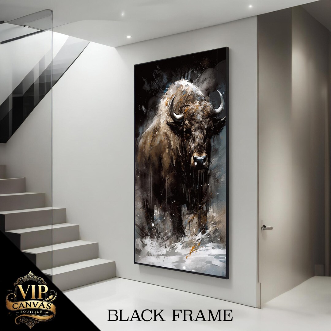 Majestic Bison Canvas Painting – Wildlife Wall Art, Rustic Home Decor ...