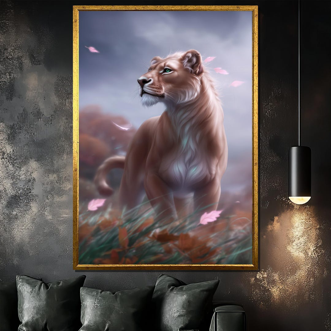 Lioness Canvas Painting, Majestic Wild Animal Wall Art, Elegant Lioness ...