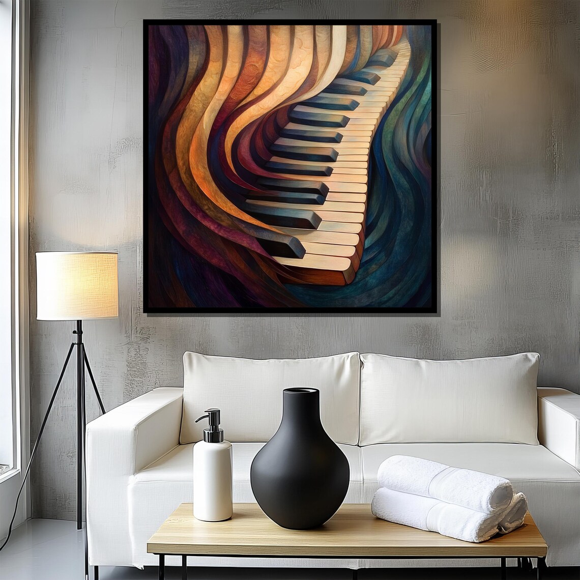 Abstract Piano Keys Canvas Painting, Musical Wall Art, Piano Keys ...