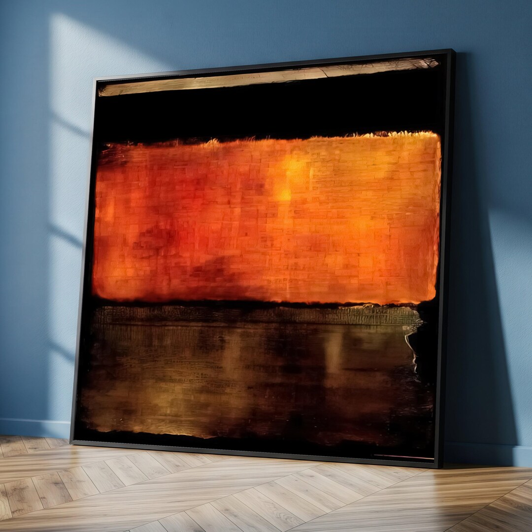 Mark Rothko Orange And Black Canvas Painting, Modern Abstract Wall Art ...