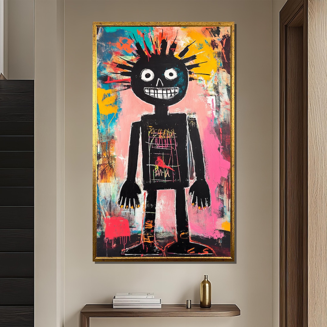 Jean-michel Basquiat Figure Canvas Painting Bold Abstract Wall Art ...